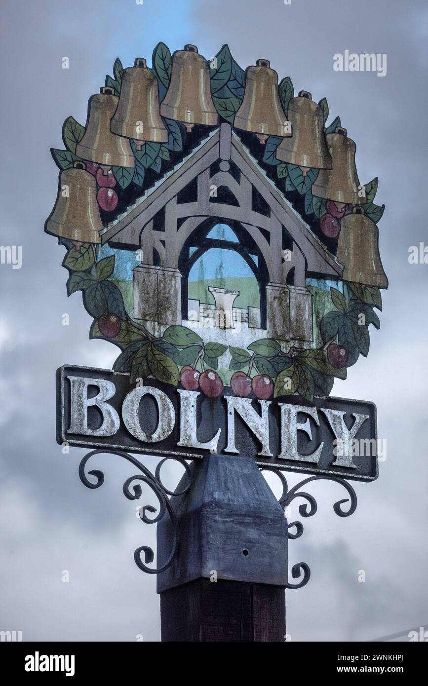 Bolney, March 1st 2024: The village sign for Bolney, West Sussex ...