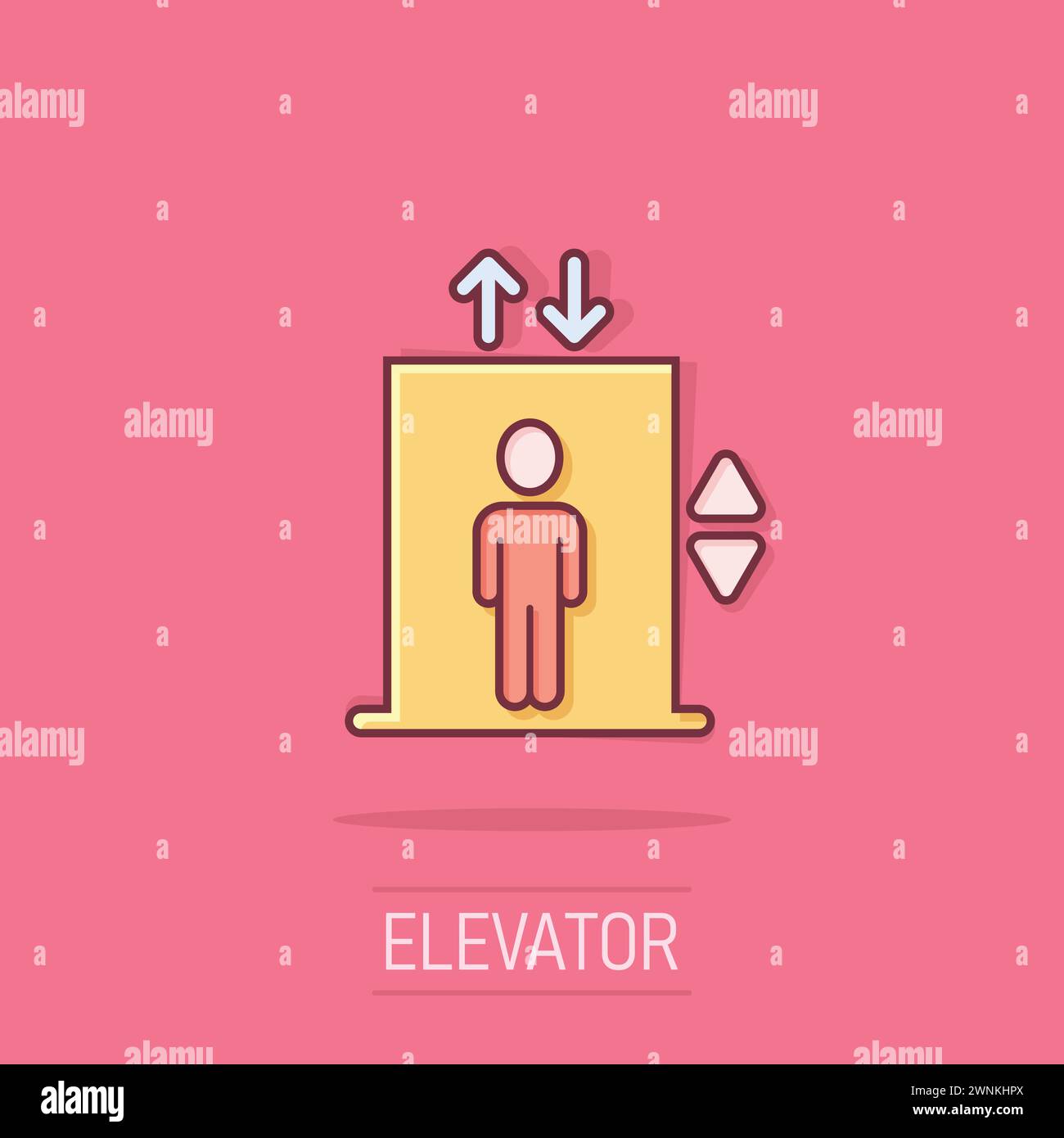 Elevator icon in comic style. Lift cartoon vector illustration on ...