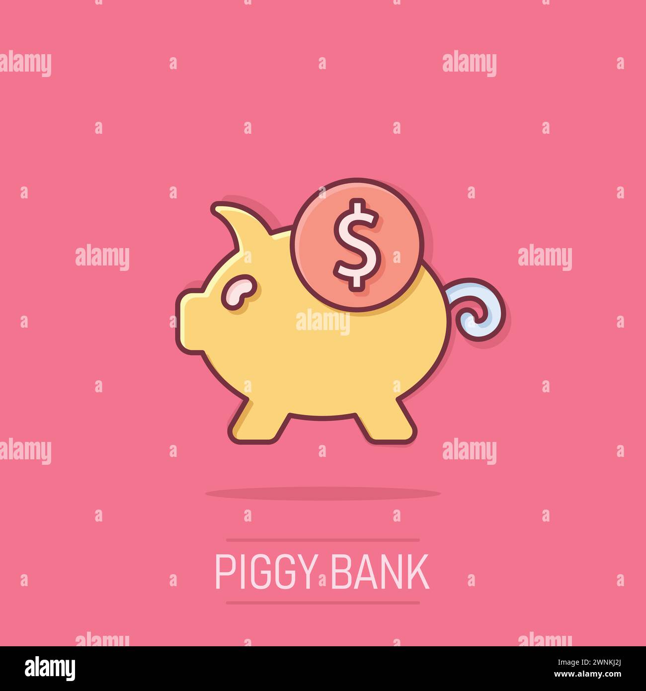 Money box icon in comic style. Pig container cartoon vector ...
