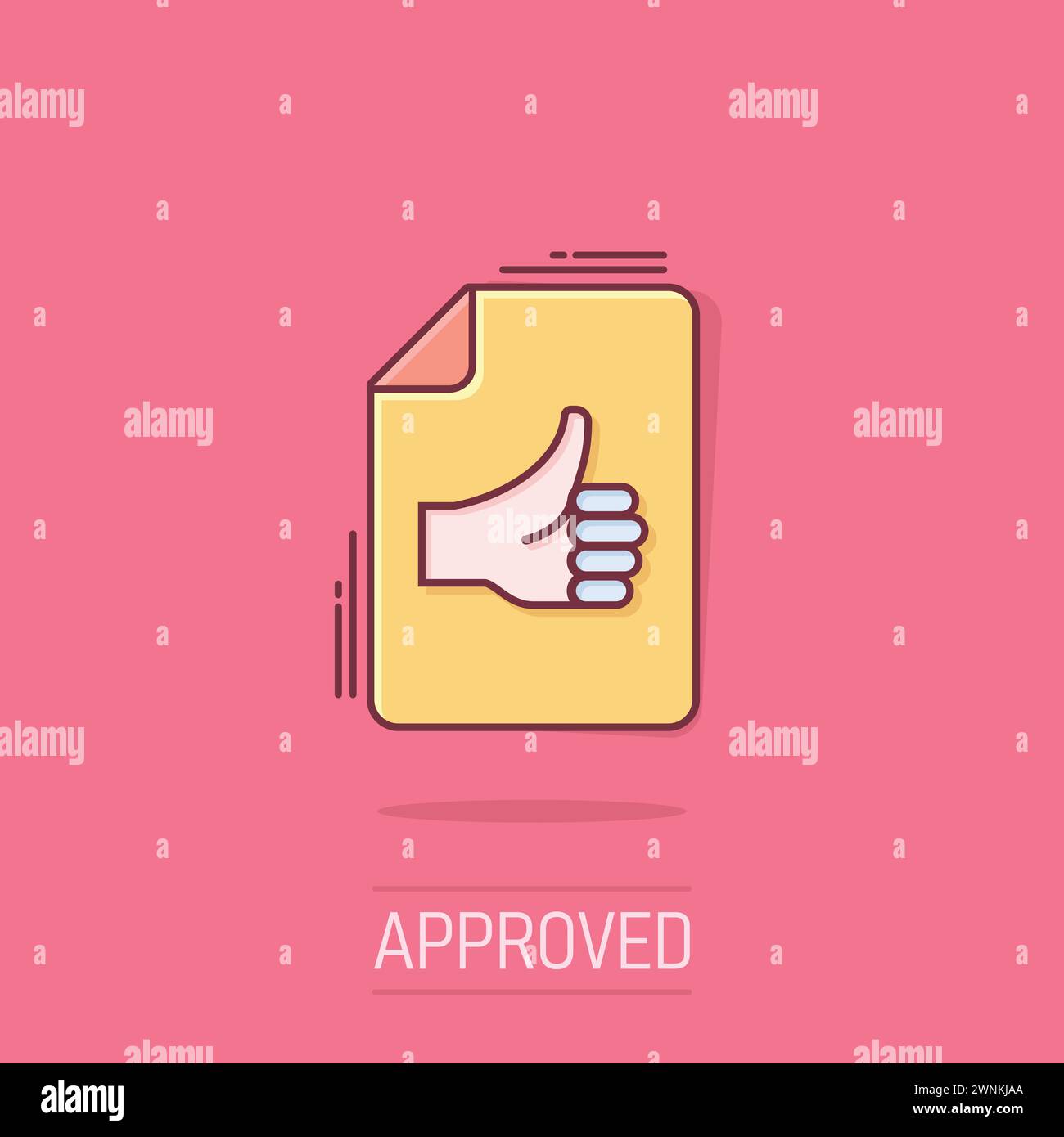 People hand with check mark icon in comic style. Accept cartoon vector ...