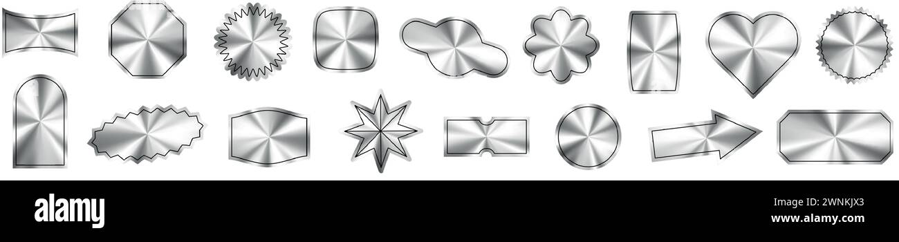Silver metal sticker with gradient, circular seal or emblem. textured ...