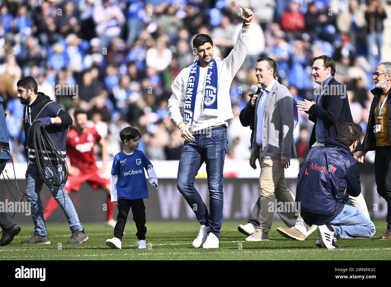 Genk, Belgium. 03rd Mar, 2024. Thibaut Courtois and his son Nicolas ...