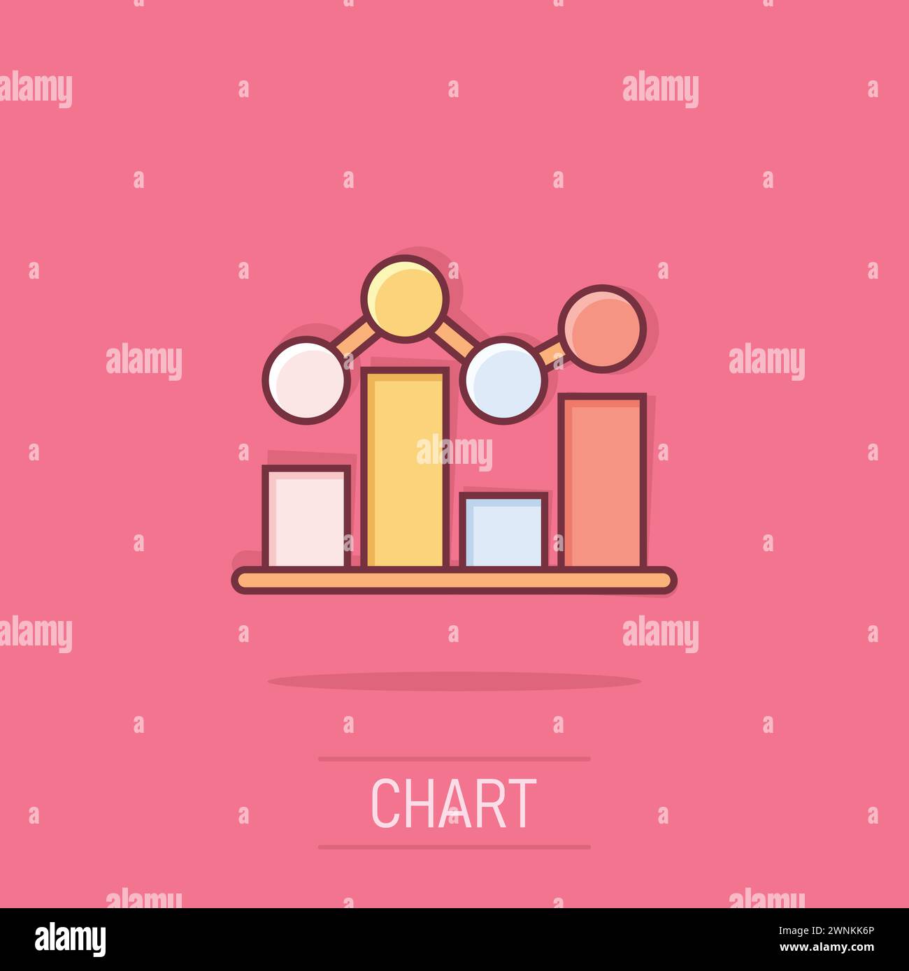 Chart graph icon in comic style. Arrow grow cartoon vector illustration ...