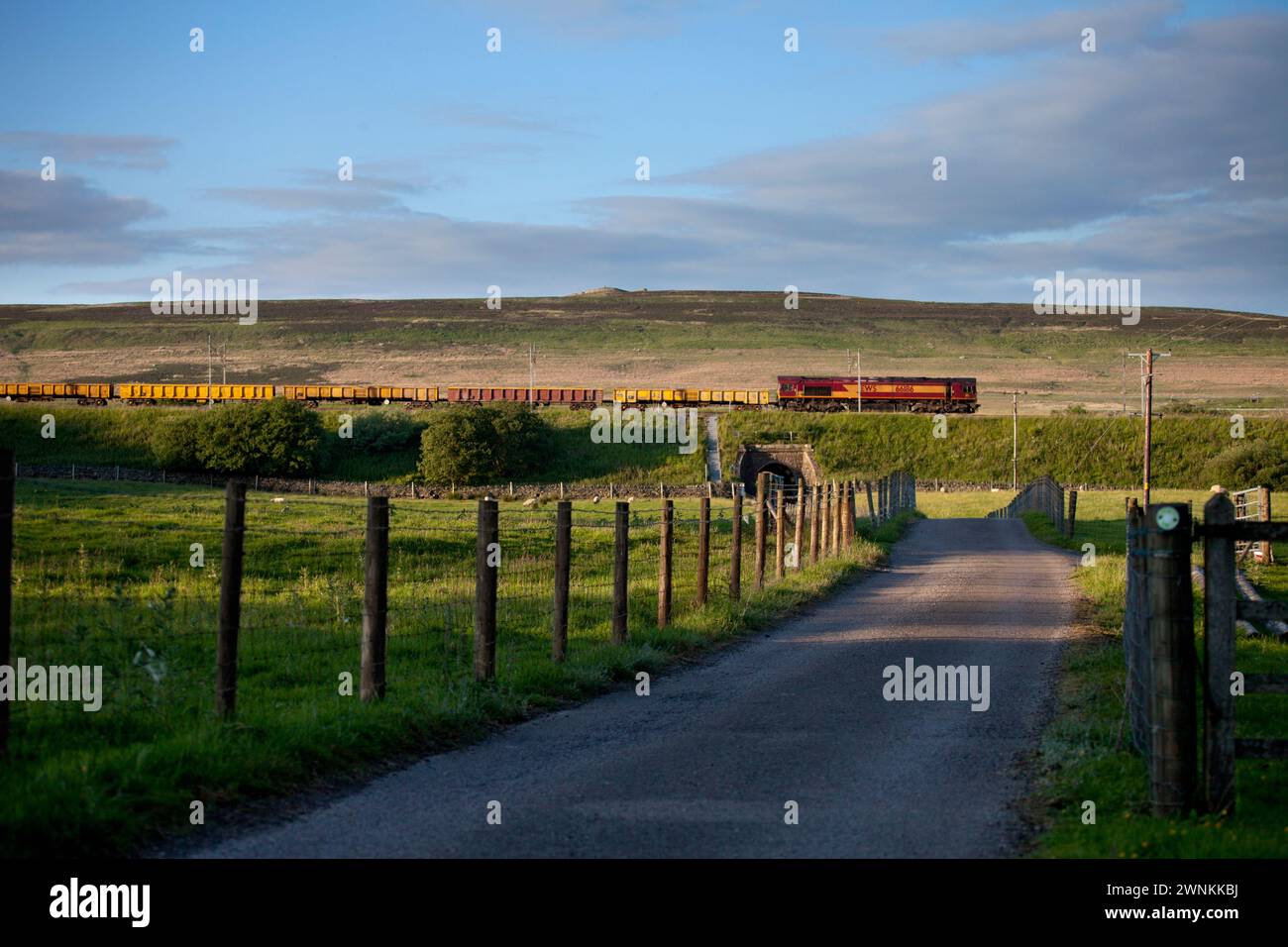 EWS class 66 locomotive 66186 hauling train carrying materials for ...