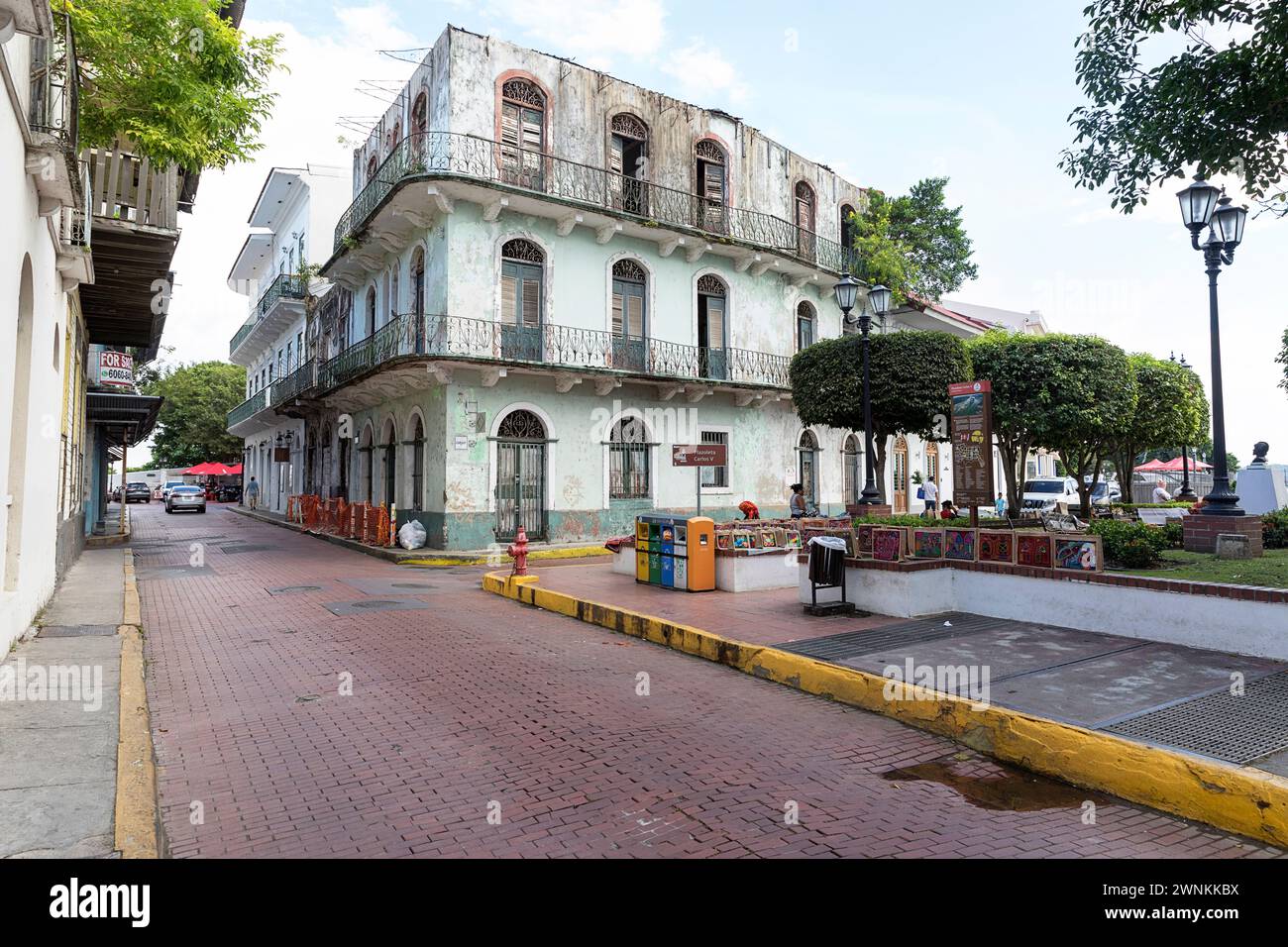 beautiful building facades in the historic old town, Panama City ...