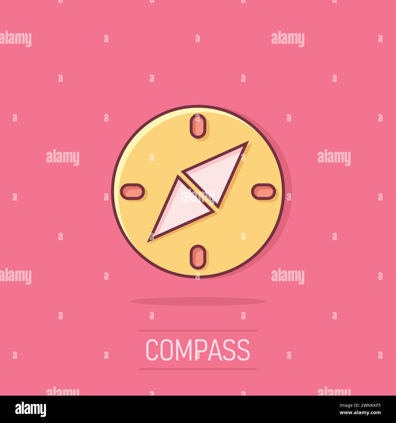 Compass icon in comic style. Navigation equipment cartoon vector ...