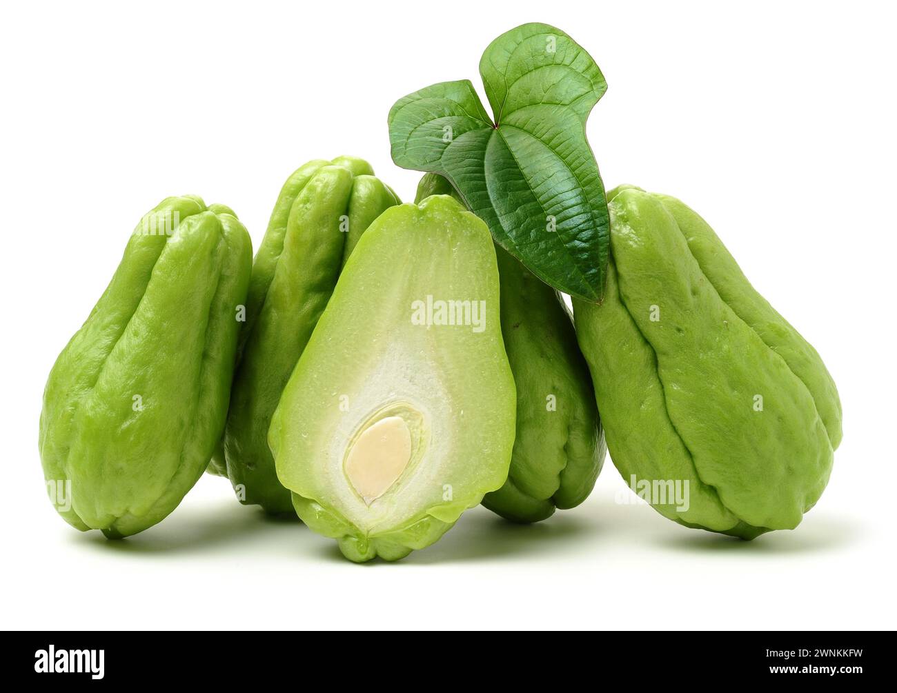 Chayote on white background Stock Photo - Alamy