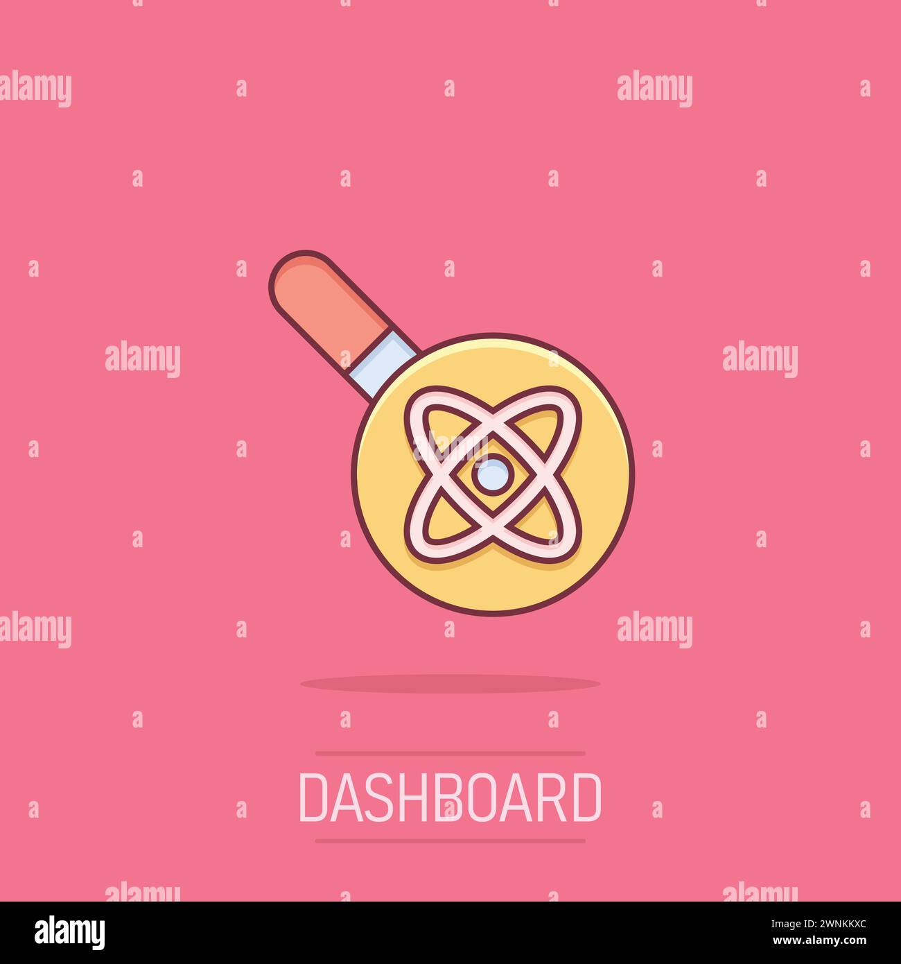 Science magnifier icon in comic style. Virus search cartoon vector ...