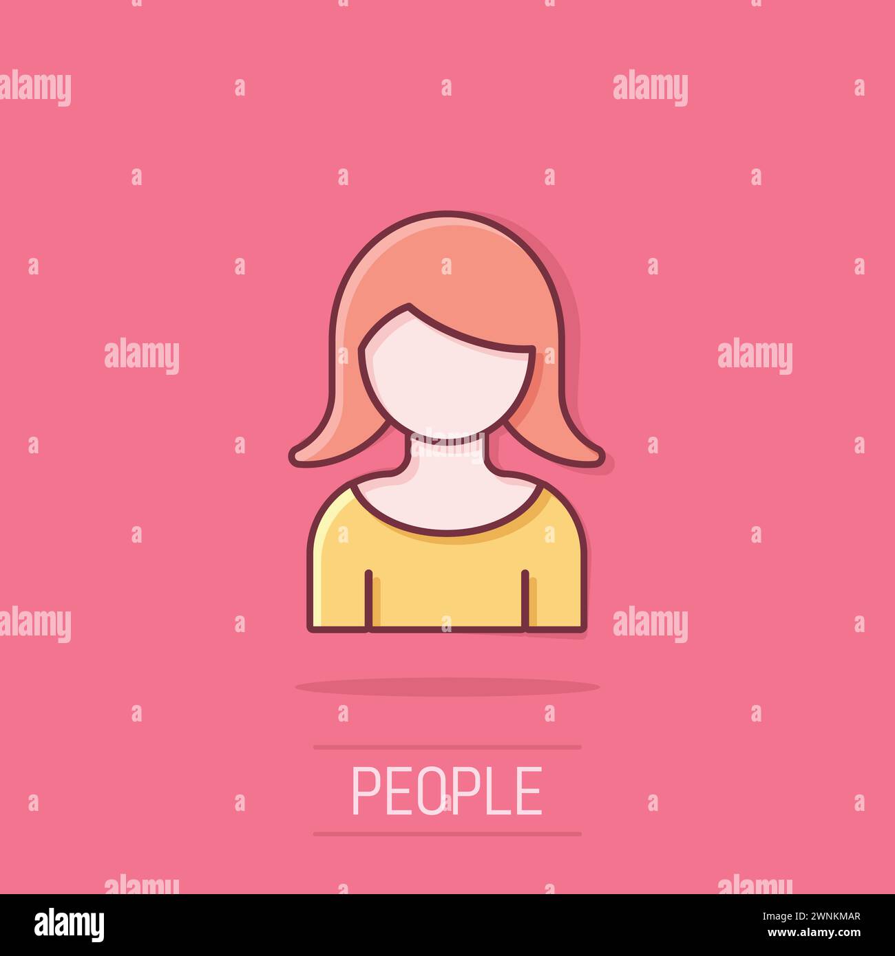 Woman face icon in comic style. People cartoon vector illustration on ...