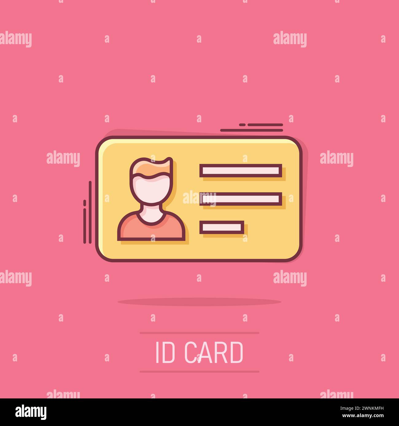 Id card icon in comic style. Identity tag cartoon vector illustration ...