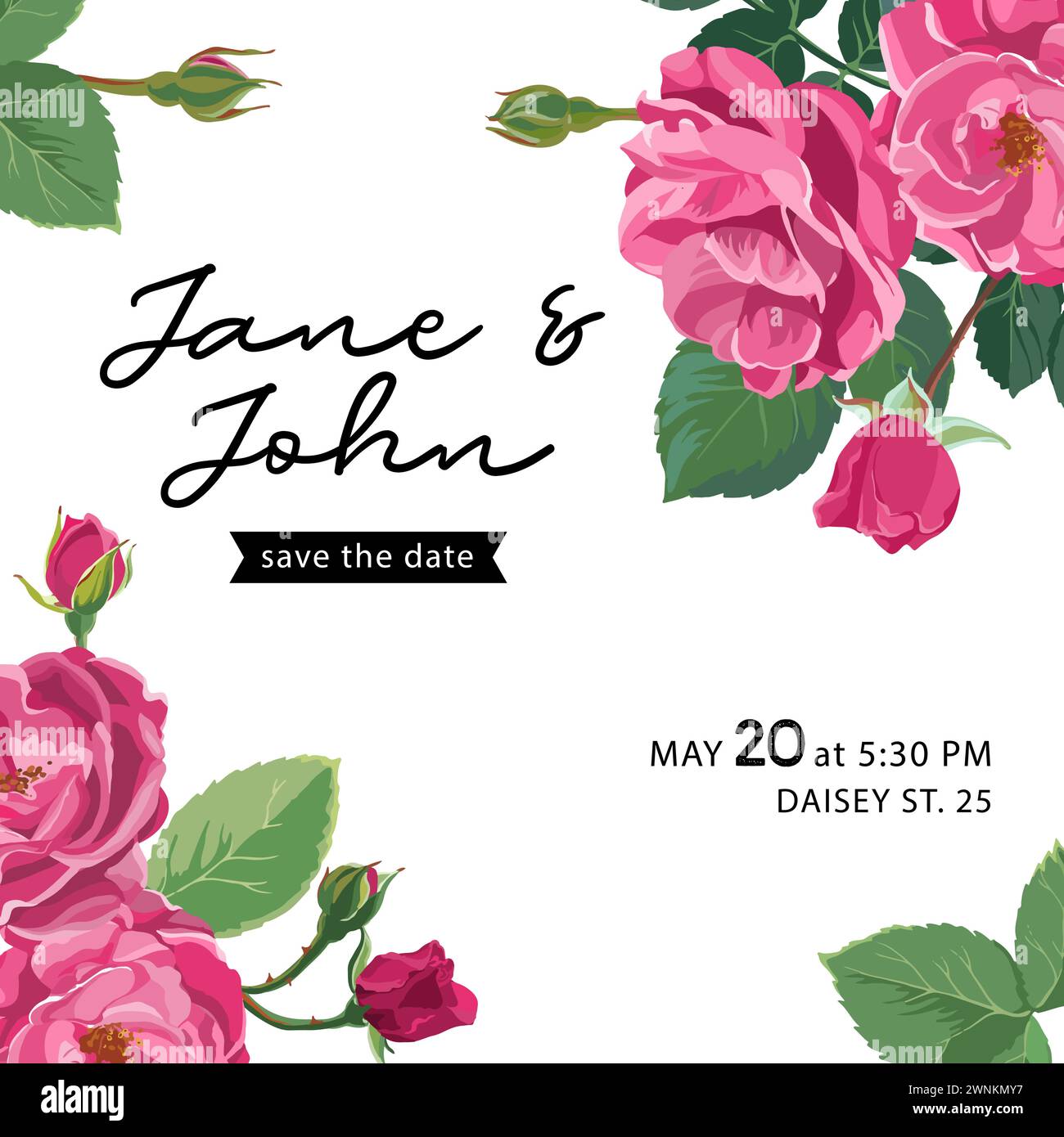 Bride in rose garden Stock Vector Images - Alamy