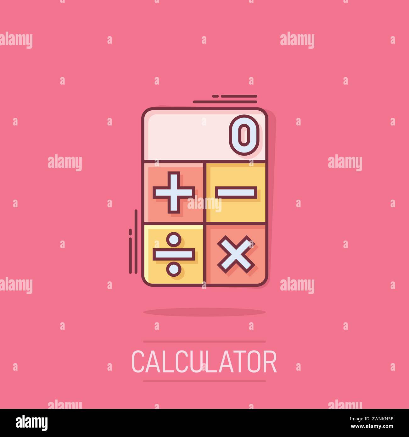 Calculator icon in comic style. Calculate cartoon vector illustration ...