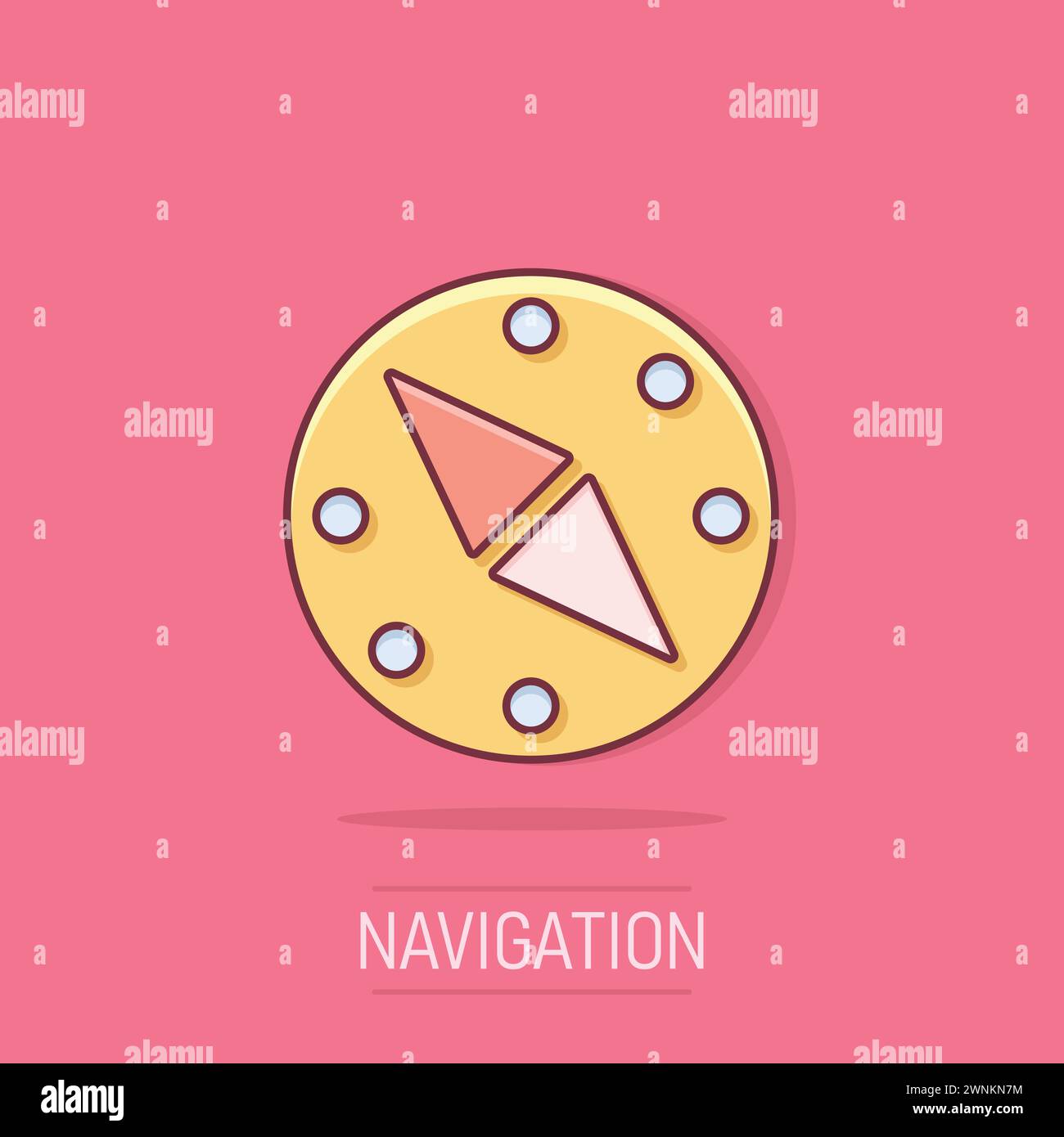 Compass icon in comic style. Navigation equipment cartoon vector illustration on isolated ...