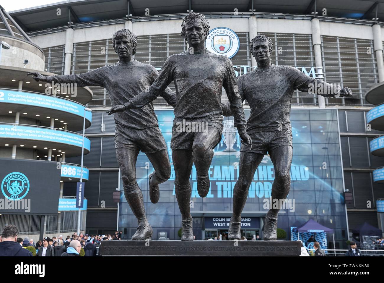 The statue depicts Colin Bell, Francis Lee and Mike Summerbee during ...