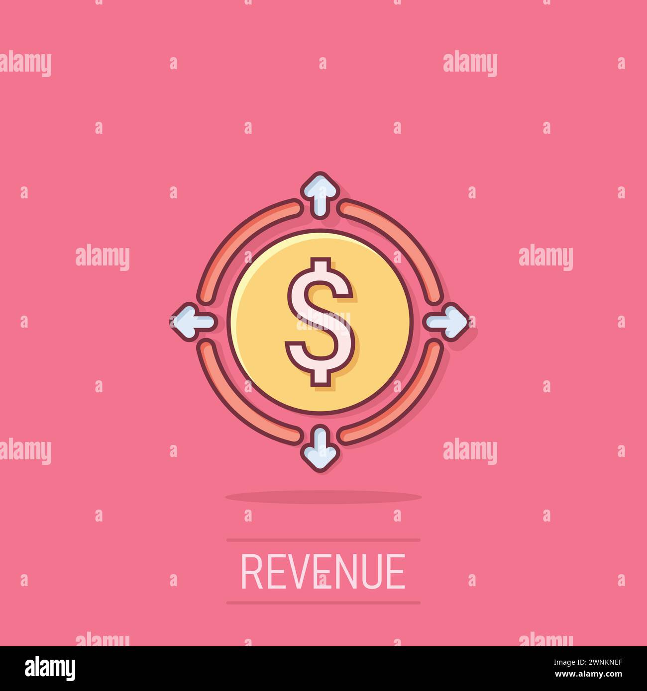 Money revenue icon in comic style. Dollar coin cartoon vector ...