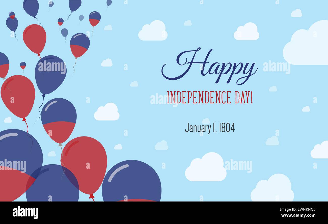 Haiti Independence Day Sparkling Patriotic Poster. Row of Balloons in ...