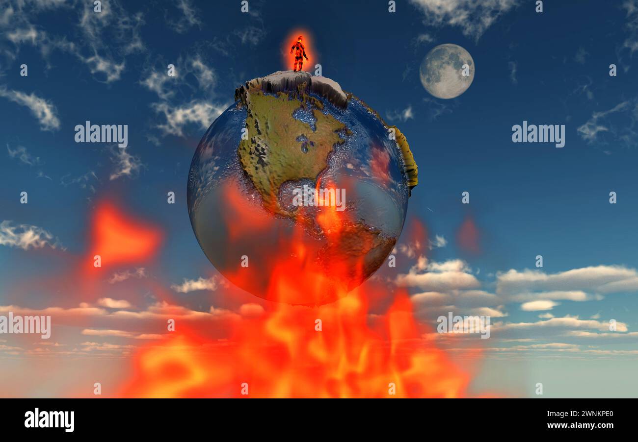 The Earth On Fire Stock Photo - Alamy