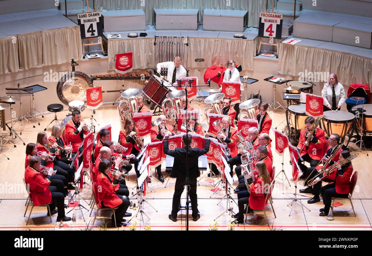 Members Of Hade Edge Band Perform During The 2024 Yorkshire Brass Band