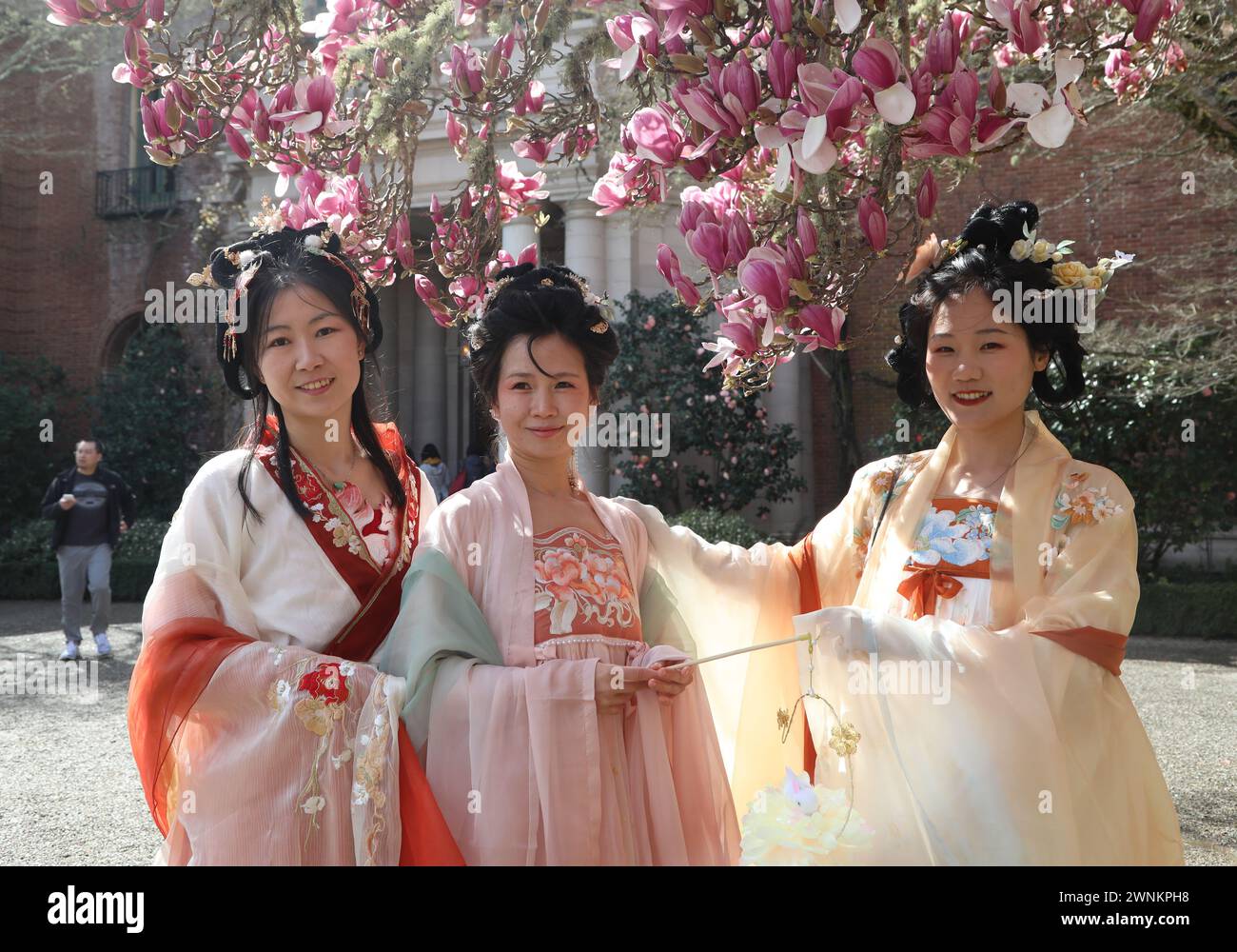 Woodside, USA. 2nd Mar, 2024. Hanfu enthusiasts attend an event to ...