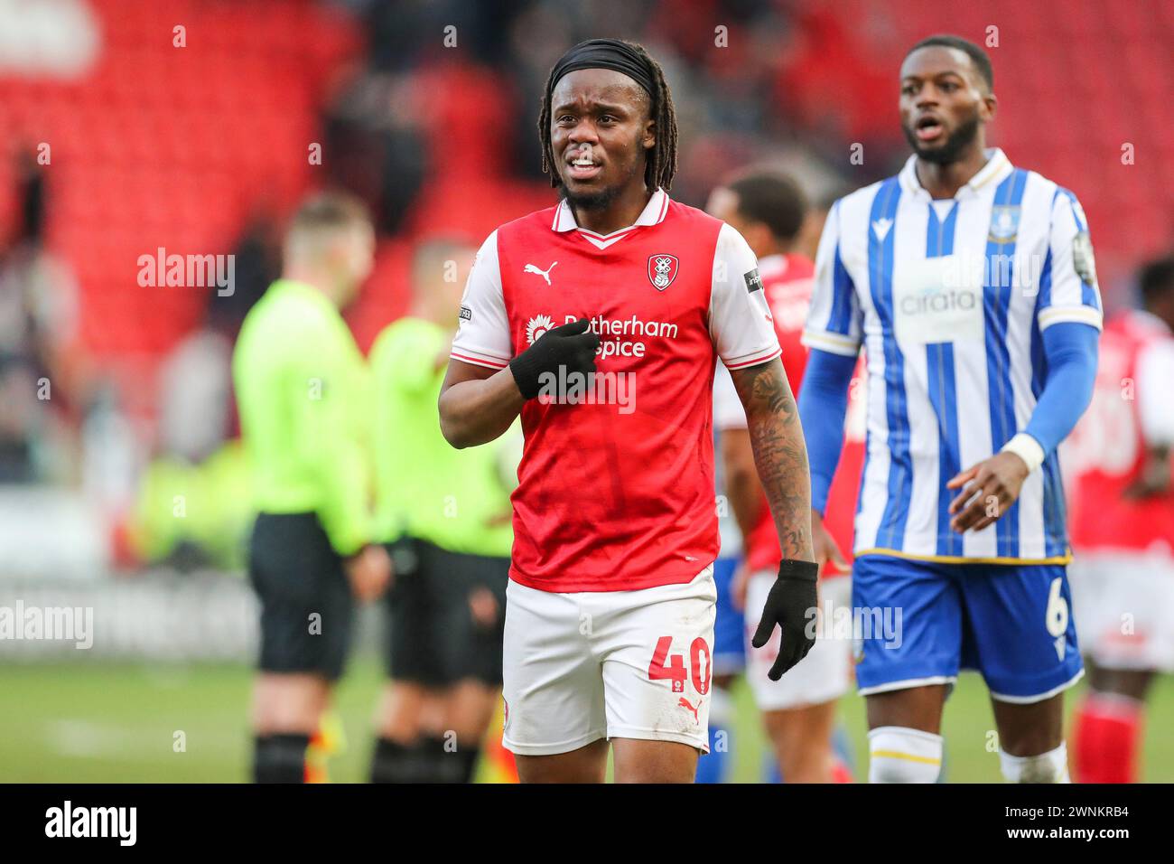 Rotherham, UK. 02nd Mar, 2024. Rotherham United defender Peter Kioso ...