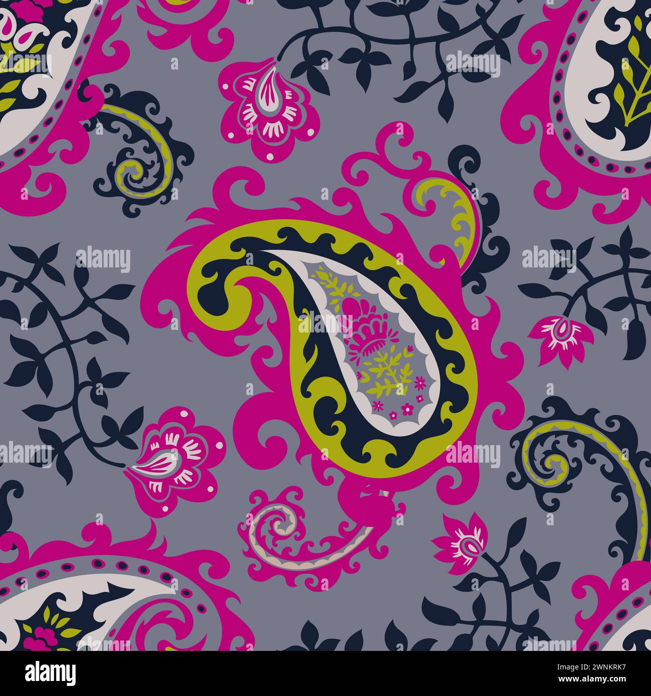 Paisley decoration with leaves and flowers vector Stock Vector Image ...