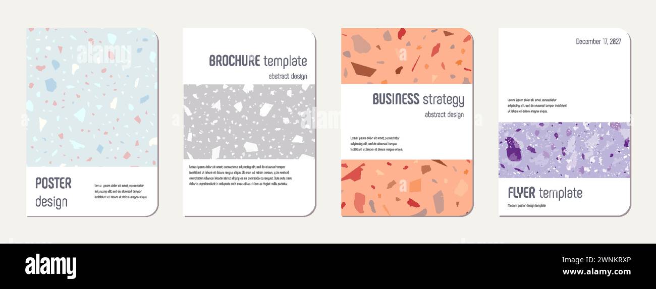Notepad cover design. Terrazzo abstract background made of natural ...