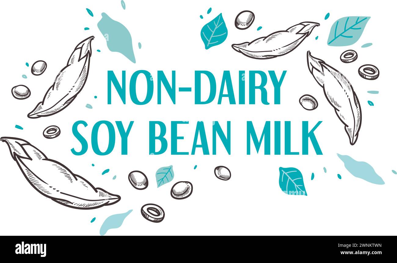 Non dairy soy bean milk, product emblem or label Stock Vector Image ...