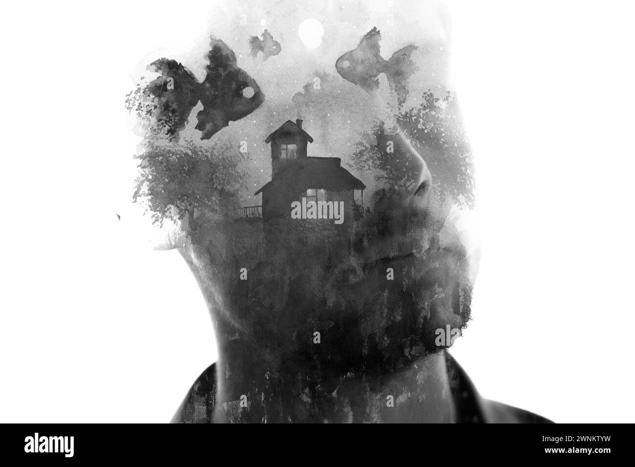 Double story house Black and White Stock Photos & Images - Alamy