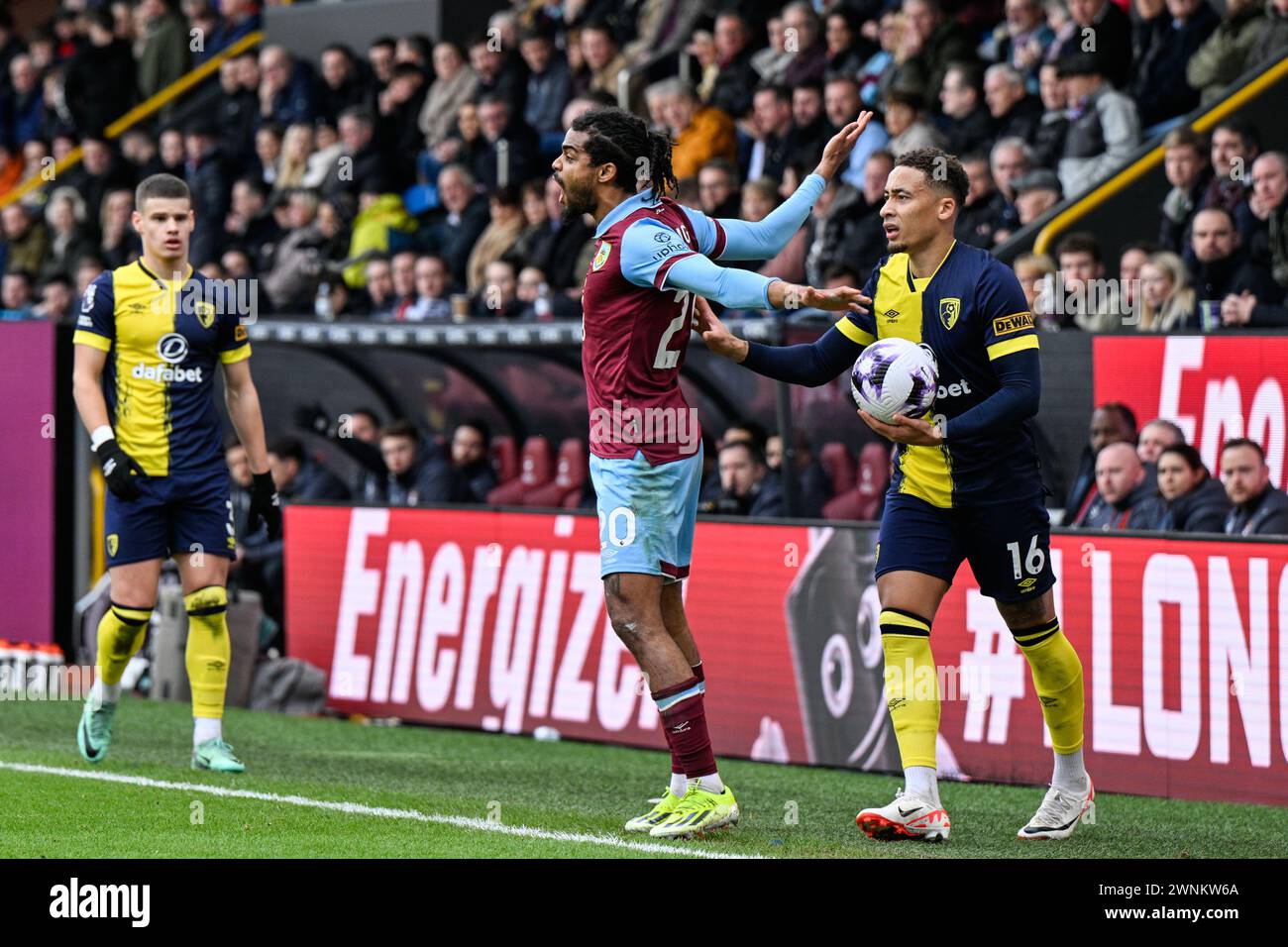 Lorenz Assignon of Burnley shows his frustration after not getting a ...