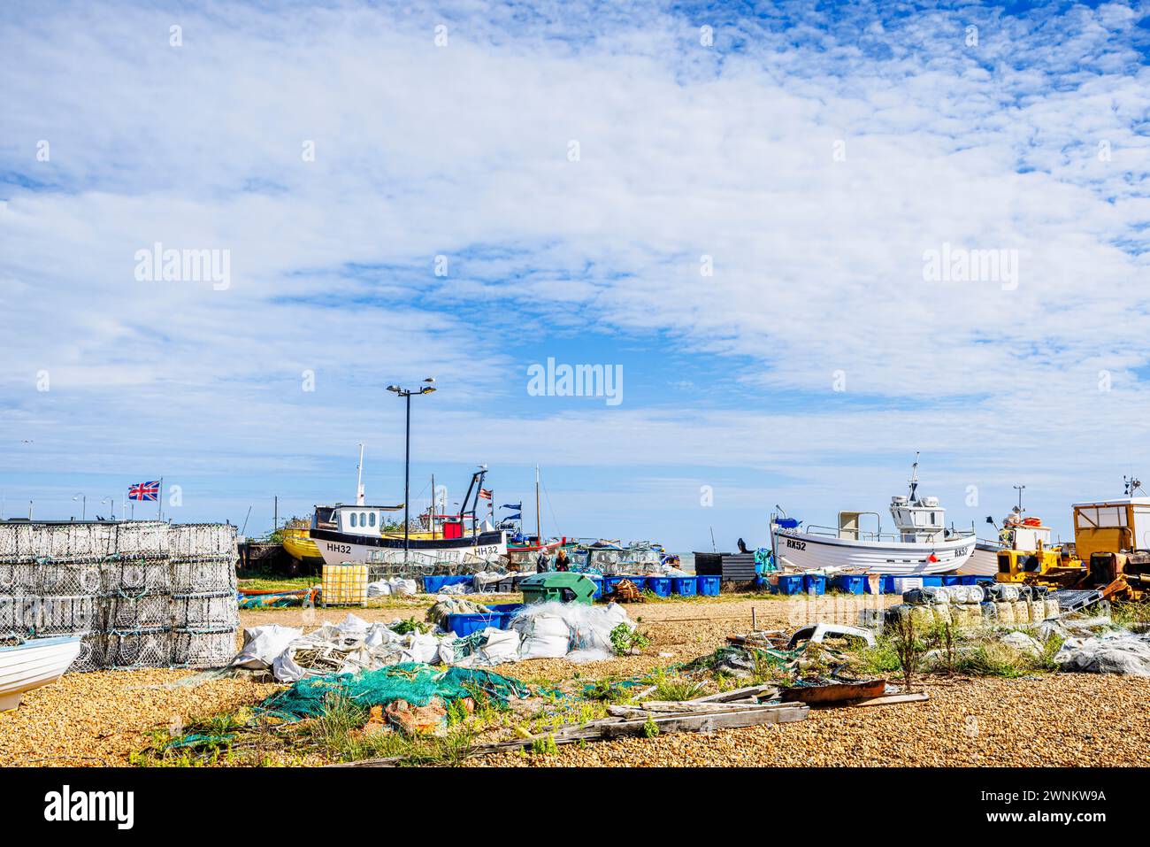 Beached traditional small fishing boats in the Hastings Land Based ...