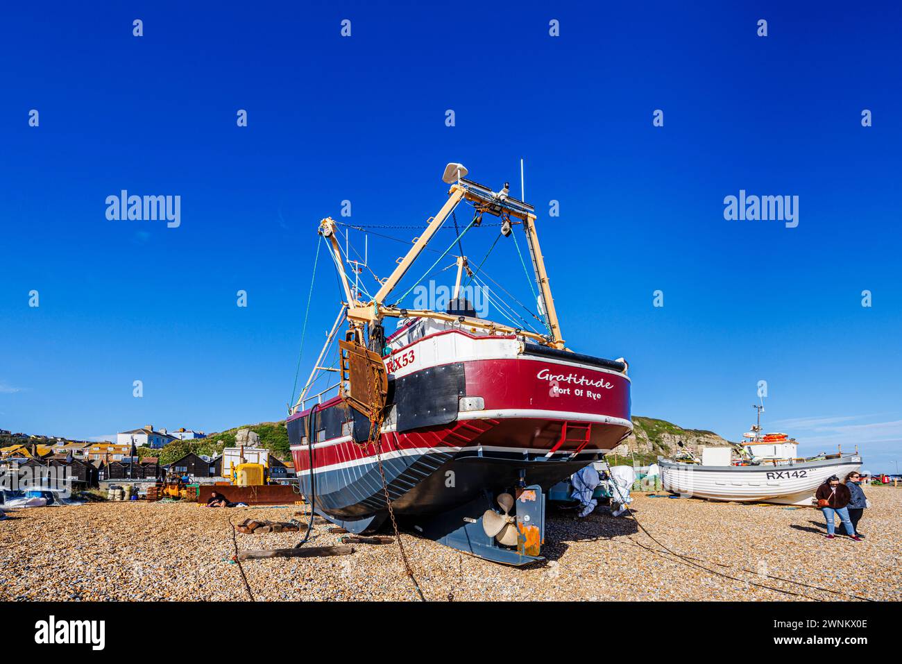 Beached traditional small fishing boat 'Gratitude' registered in Rye ...