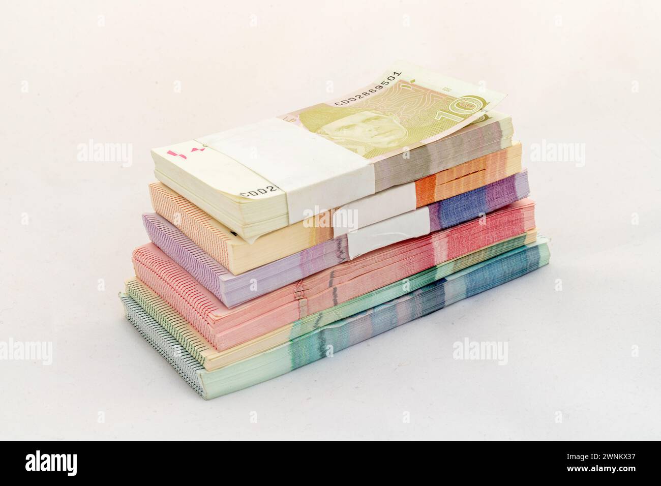 Pakistan currency banknote bundles on white isolated background Stock ...