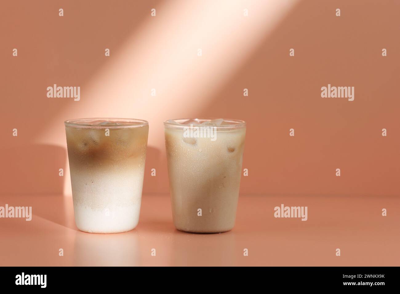 Two Glass Various Iced Mocca Coffee Latte Milk, Copy Space for Text ...