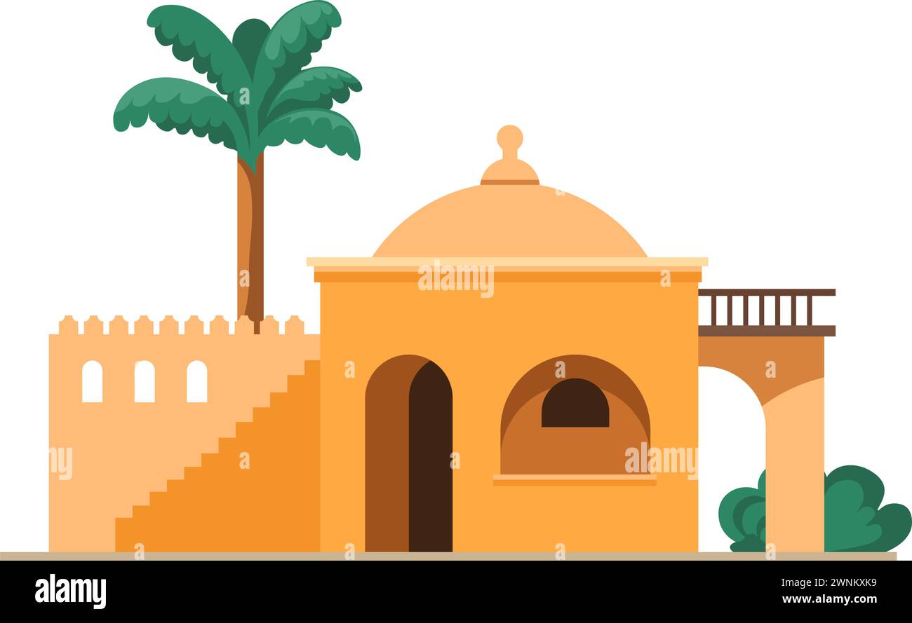 Mediterranean mud house with dome in Islamic style Stock Vector Image ...