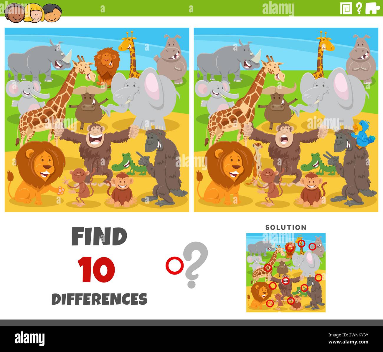 Cartoon illustration of finding the differences between pictures ...