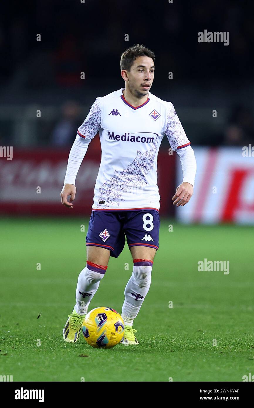 Torino, Italy. 02nd Mar, 2024. Maxime Lopez of Acf Fiorentina in action ...
