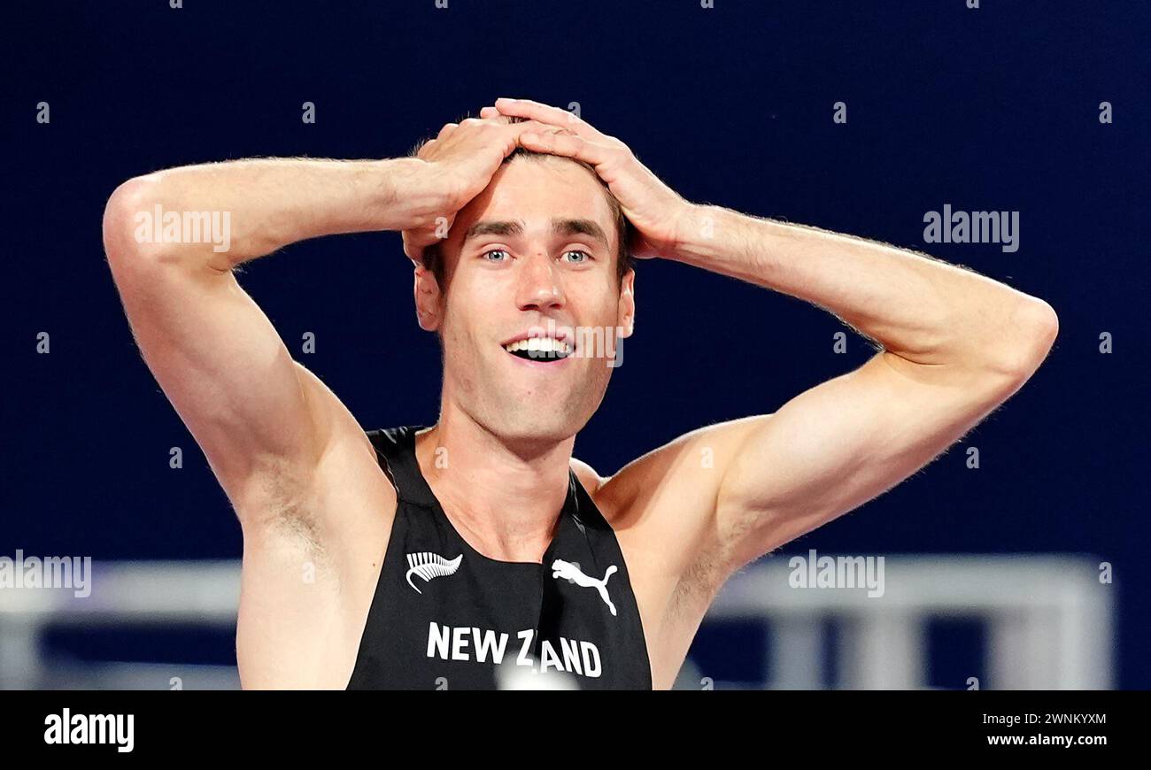 New Zealand's Hamish Kerr celebrates after winning the Men's High Jump ...