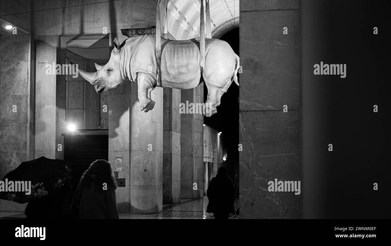Hanging statue Black and White Stock Photos & Images - Alamy