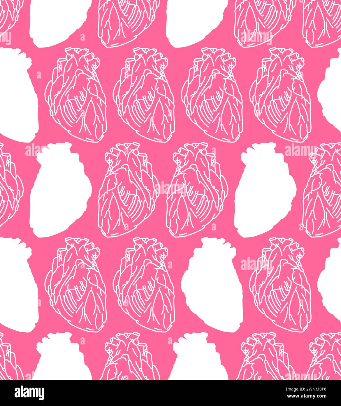 Anatomical heart hand drawing Pattern seamless Stock Vector Image & Art ...