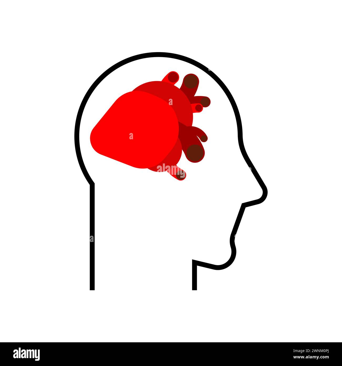 Heart in head icon. Sign of person in love. Thinking with heart symbo ...