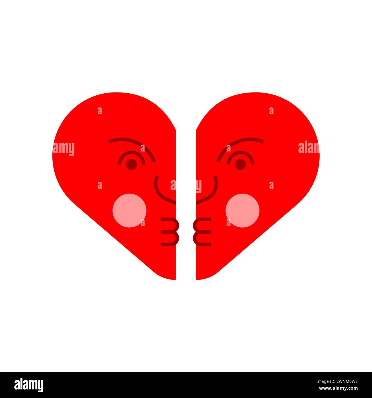 Love two halves kiss. A heart made of two halves is a symbol of love ...