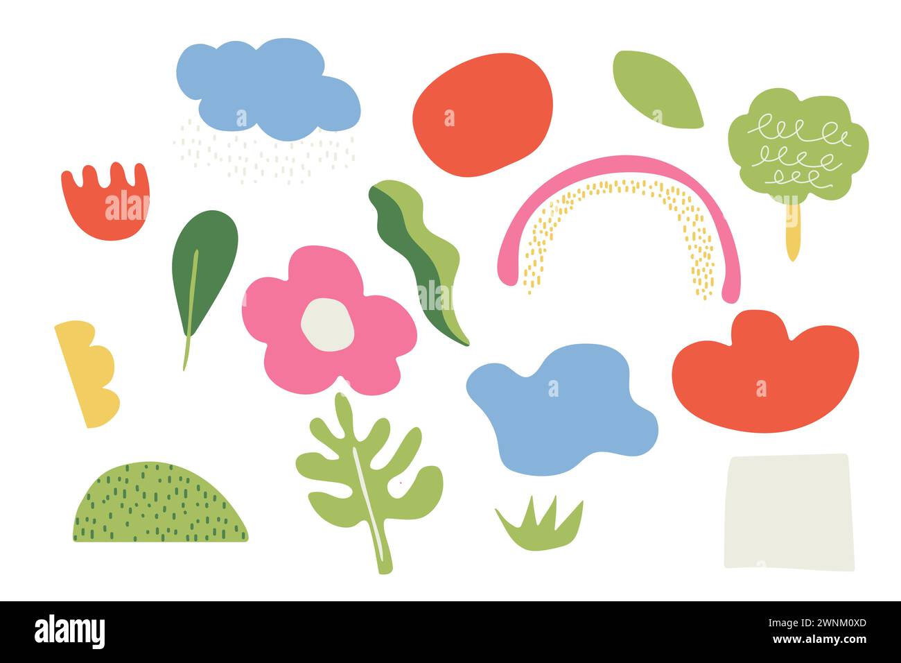 childish naive objects, shapes, geometric, design cards, posters ...