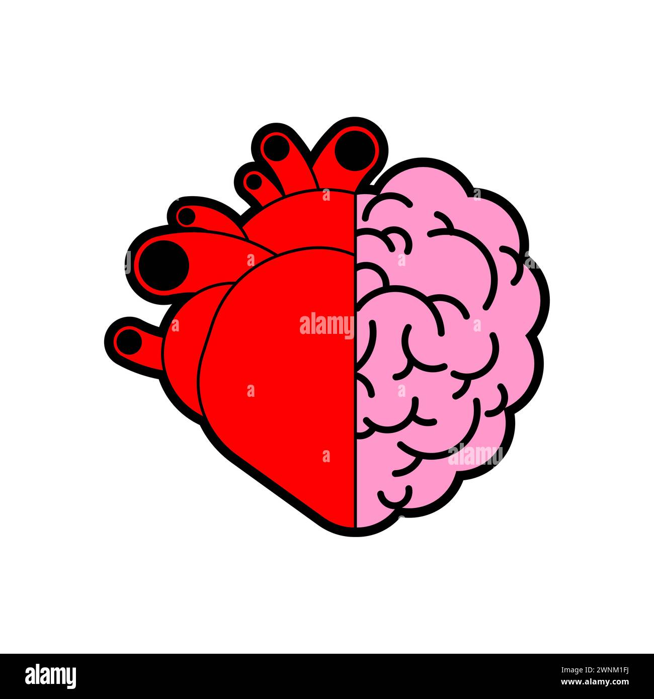 Half brain and half heart. Combine feelings and reason Stock Vector ...