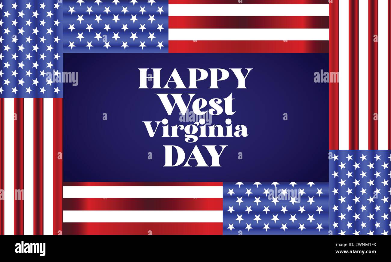 Happy West Virginia Day Text With Usa flag illustration design Stock ...