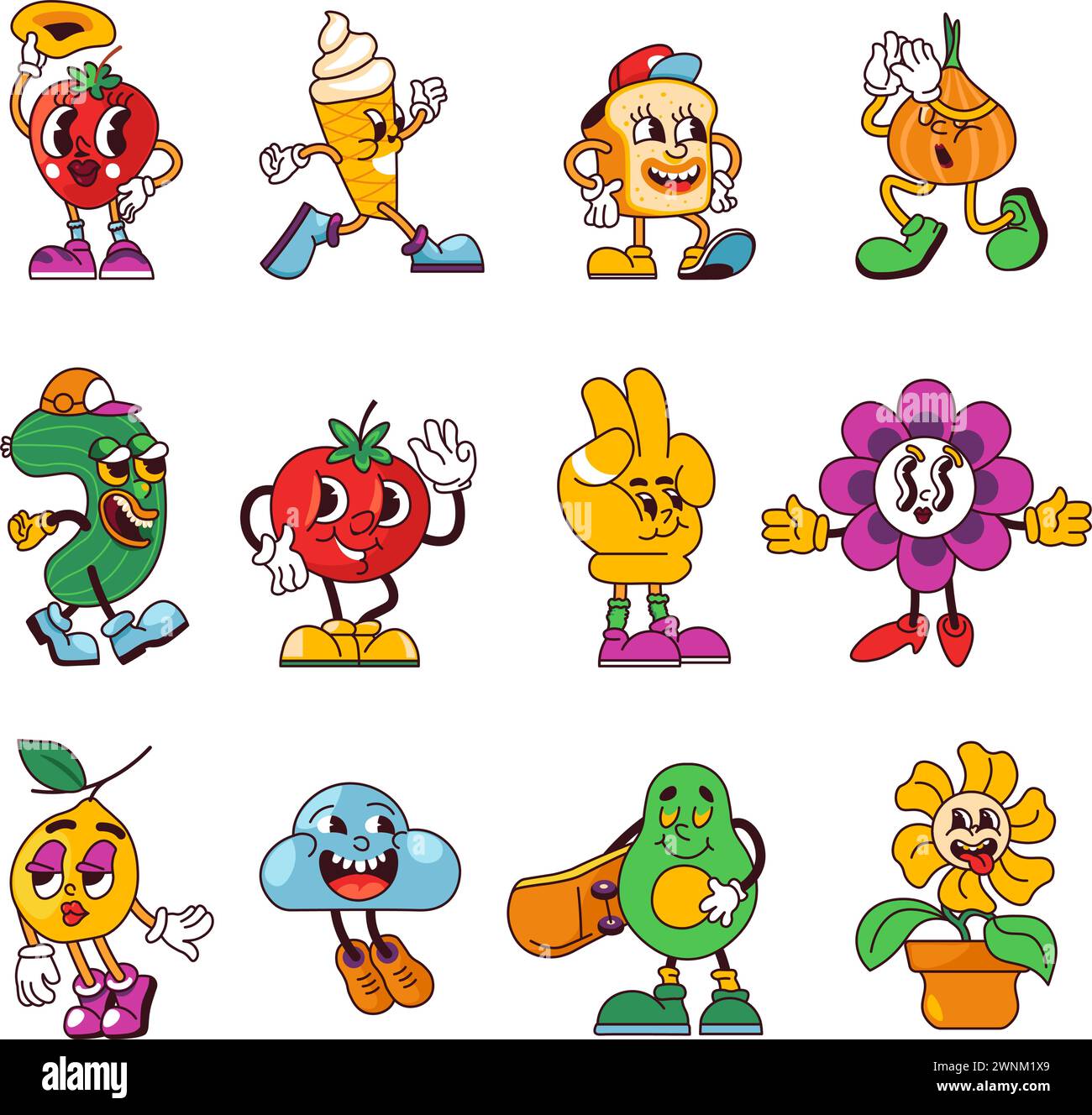 Set of cartoon characters for social media, emoji Stock Vector Image ...