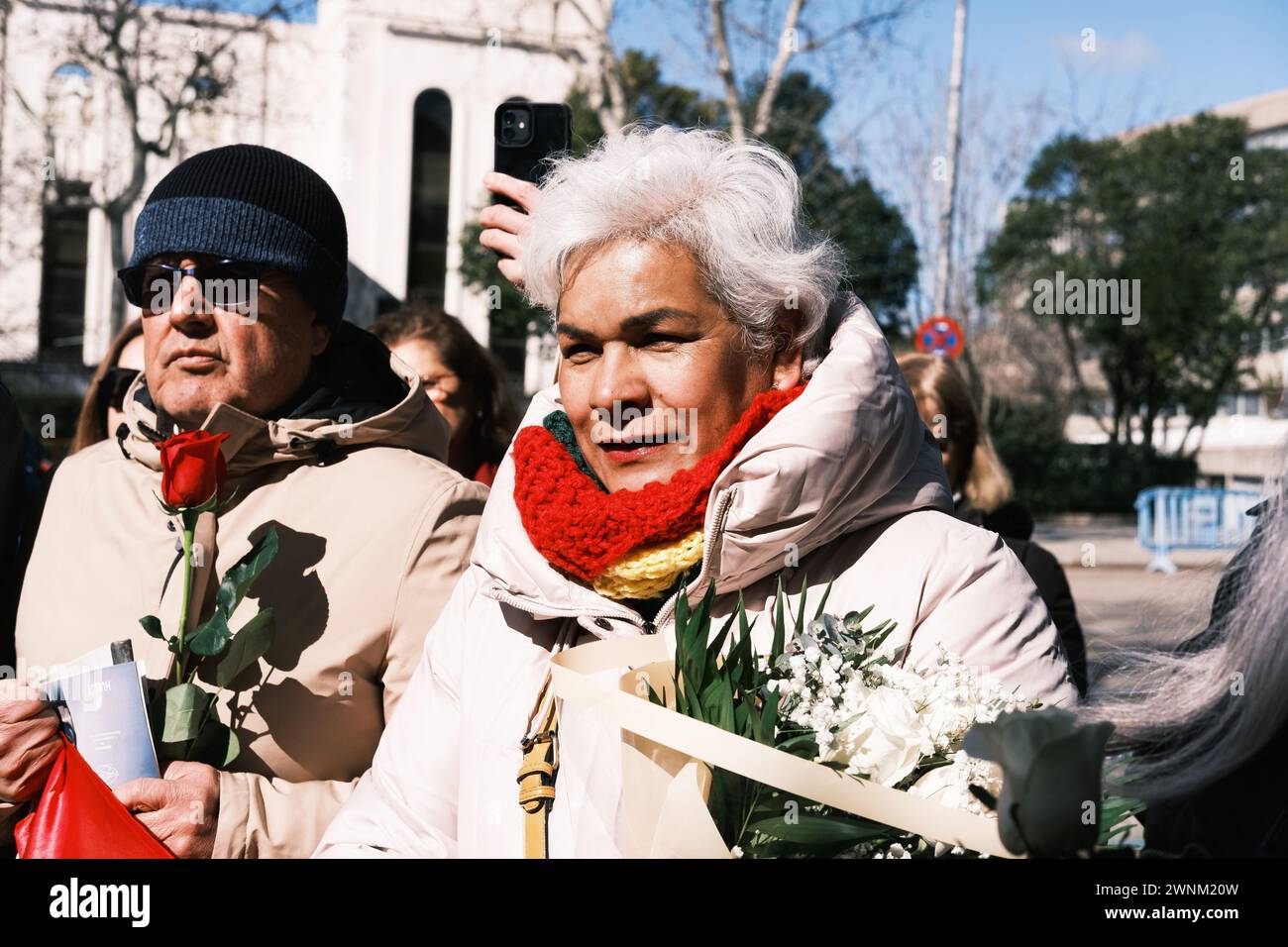 Several people take part in a tribute to Alexei Navalni, in front of ...