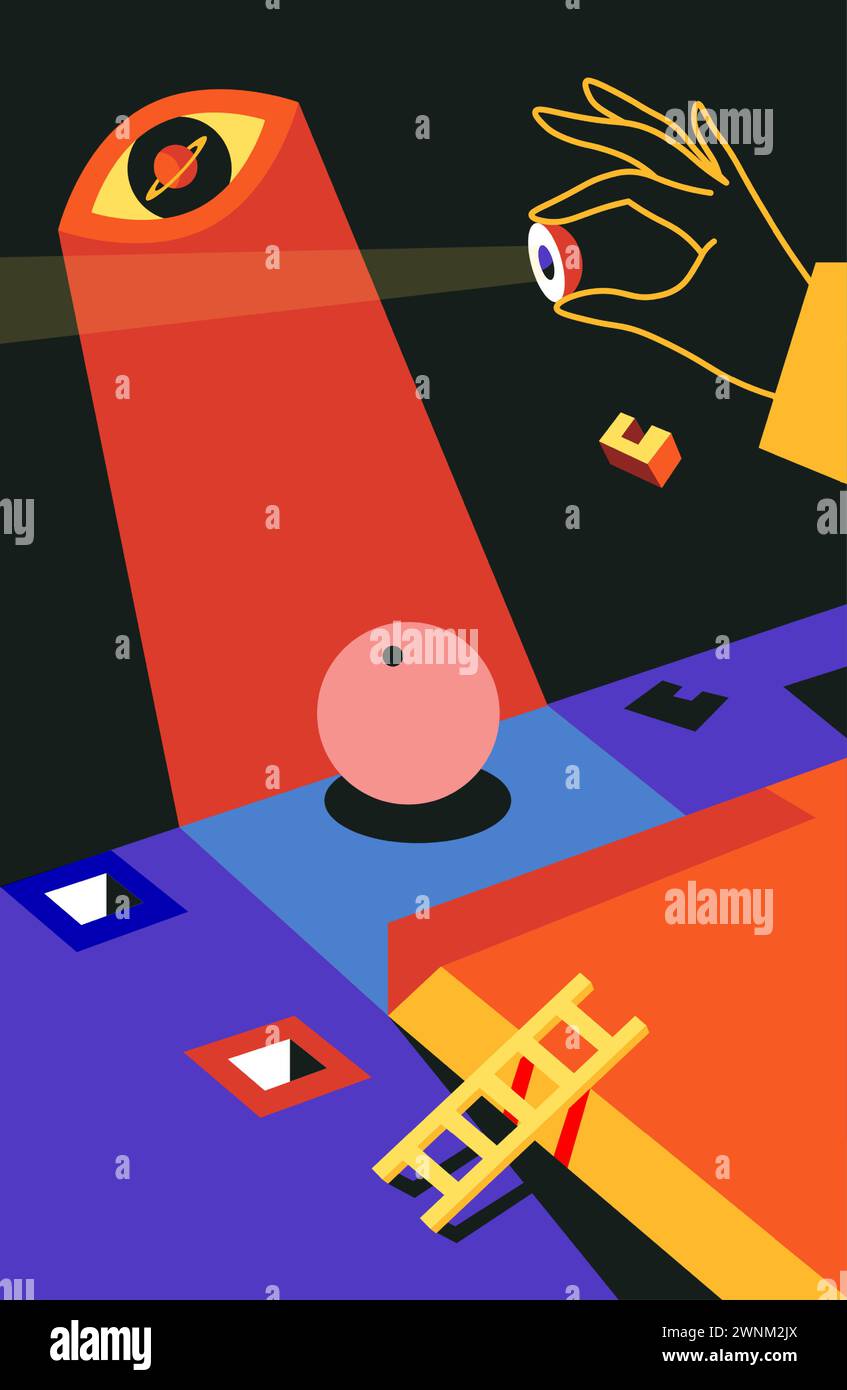 Surreal realm, eye and ladder, hand and sphere Stock Vector Image & Art ...