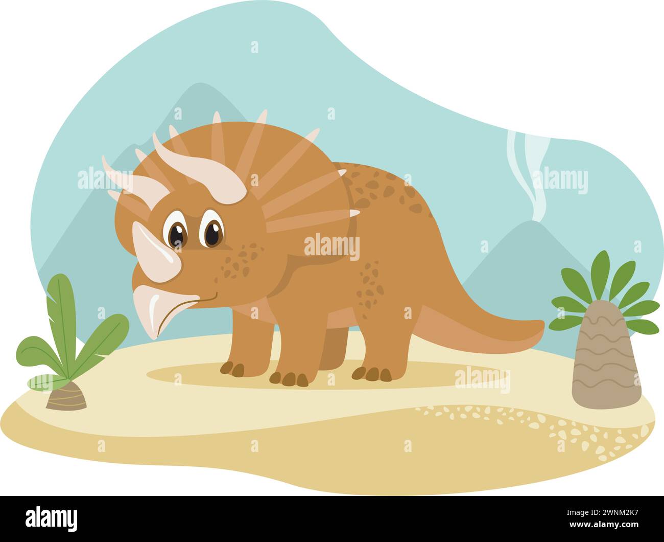 Triceraptor Dinosaur Vector Illustration. Dino cartoon style character ...