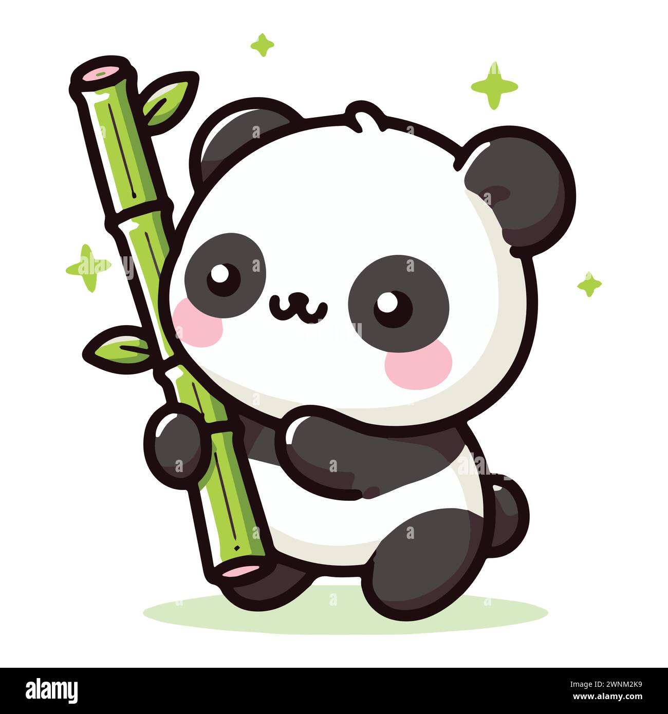 Cute Kawaii Panda Bear Mascot. Cartoon Funny Smiling Happy Panda ...