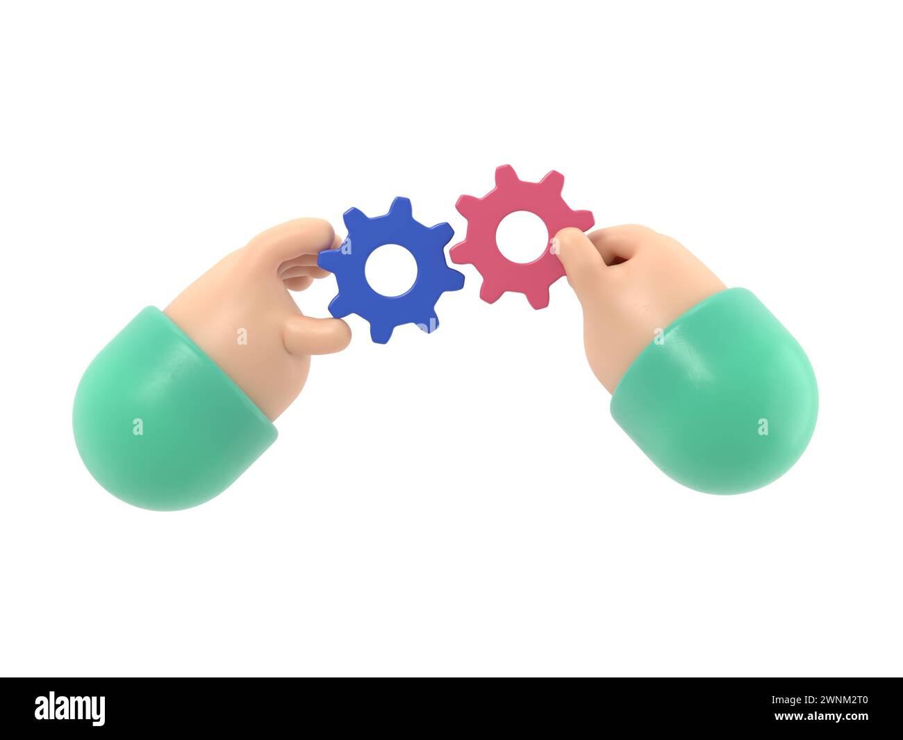 Cartoon Gesture Icon Mockup.Hand drawn 3D illustration of two hands ...